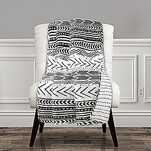 Lush Decor, Black & White Hygge Geo Throw, 60" x 50"