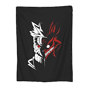 Cool Blanket for Men & Boys,Black Japanese Anime Blanket, Ultra-Soft Cozy Flannel Fleece Throw Blankets,Smooth Warm Fuzzy Plush Character Blankets for Sofa Bed Car,60 * 50in