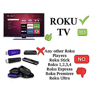 Hitachi Roku TV Remote w/Volume Control & TV Power Button for All Hitachi Roku Built-in TV. NO Pairing! NOT for ROKU Stick and ROKU Player.