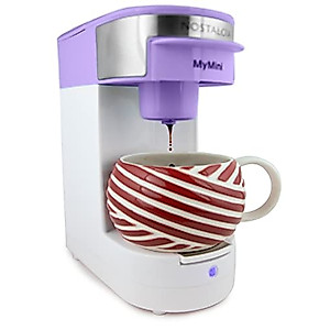 Nostalgia MyMini Single Coffee Maker, Brews K-Cup & Other Pods, Serves up to 14 Ounces, Tea, Chocolate, Hot Cider, Lattes, Reusable Filter Basket Included, Lavender