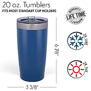 Personalized Tumbler with Engraved Name - 12 Designs, 20 Oz Coffee Tumbler with Slider Lid, Sky Blue, Double Wall Insulated - Custom Gifts for Women