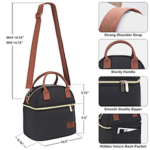 VS VOGSHOW Lunch Bag Women, Double Compartment Insulated Lunch Bag Lunch Box, Small Cute Adult Lunch Bags for Women for Work