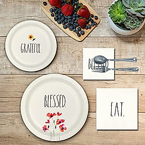 Rae Dunn Paper Lunch Napkins by Studio Oh! Pack of 40, 3-Ply Strong & Durable, Easy Cleanup - for Everyday & All Occasions - Eat