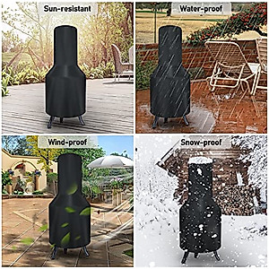 Nomiou Chiminea Cover,Waterproof,Windproof,Oxford Fabric Outdoor Garden Patio Heater Black Cover