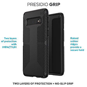 Speck Presidio Grip Samsung Galaxy S10 Case, Black/Black
