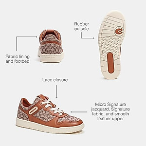 Coach Women's C201 Micro Signature Jacquard Sneaker, Cocoa/Burnished Amber, 8