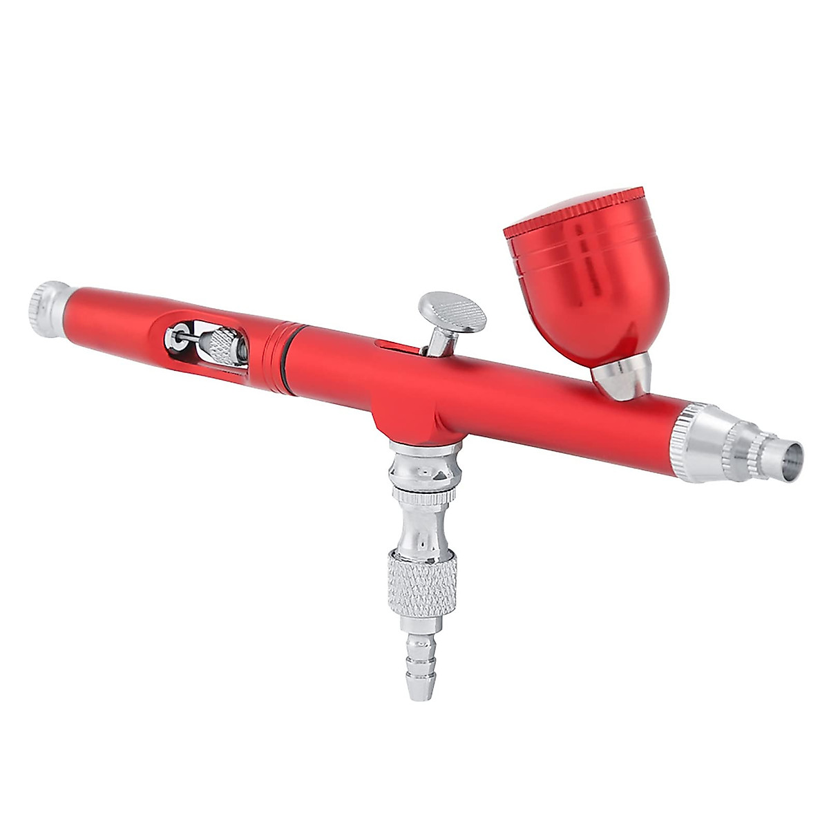 Paint Spray Pen Multi-Purpose Dual Action Feed Airbrush Kit Spray Air Brush Gun Tattoo Nail Tool 0.3mm (Red)