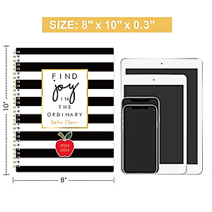 Teacher Planner 2024-2025 - Weekly & Monthly Lesson Plan Book, July 2024 - June 2025, 8" x 10", Academic Planner with Twin-Wire Binding for Teachers - Apple