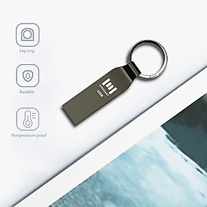 MOSDART Waterproof 32GB USB2.0 Flash Drive, FAT32 Metal Memory Stick with Keychain, for System Back, Data Storage, Titan Gray