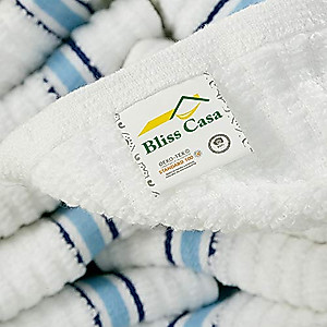 Bliss Casa White Washcloths Set (12 x 12 Inch, 48 Pack) – 100% Cotton Washcloths for Face, Highly Absorbent Soft Face Towels, and Quick Drying Fingertip Towels for Daily Use (Blue)