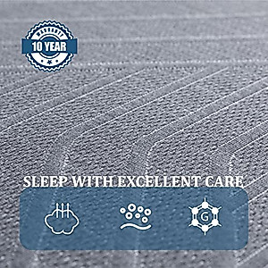 EGOHOME 10 Inch Queen Mattress, Copper Gel Memory Foam Mattress in a Box, Therapeutic Mattress for Back Pain Relief, Medium Double Mattress Made in USA, CertiPUR-US Certified, 60”x80”x10”, Black
