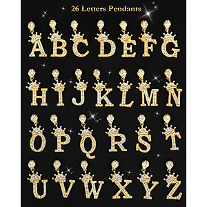 WFYOU Cuban Link Chain for Women Crown Gold Initial Pendant Necklace 18K Gold Plated Alphabet Letter Pendant Choker Hip Hop Diamond Chain Custom Name Necklace Trendy Dainty Rapper Jewelry Gift