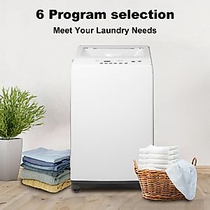 Techomey 1.7 Cu.Ft. Portable Washing Machine, 12Lbs Small Top Load Clothes Washer, Fully Automatic Compact Washer and Spinner Combo, 6 Wash Program, Transparent Lid, White
