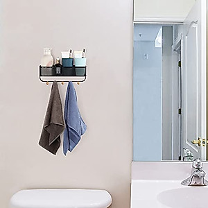 Key and Mail Holder for Wall Decorative 2 Pack Metal Basket Mail Organizer Wall Mount with 5 Key Hooks Mail and Key Rack Hanger for Entryway Storage Leashes Letters Magazines Wallet Coat - Black