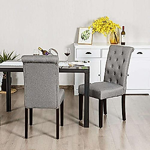 JHUS Set of 2 Tufted Dining Chair Parsons Upholstered Fabric Chair with Wooden Legs JHUS Dining Chairs Kitchen & Dining Room Chairs Dining Room Chairs Kitchen Chairs Dining Chair