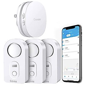 Govee WiFi Water Sensor 3 Pack, Water Leak Detector 100dB Adjustable Alarm and App Alerts, Leak and Drip Alert with Email, Wireless Detector for Home, Basement(Not Support 5G WiFi)