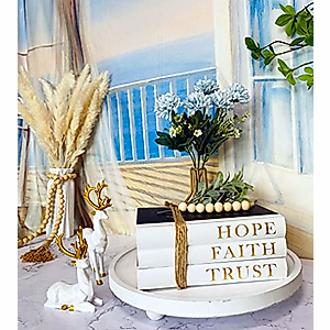 Decorative Hardcover Quote Books,Black and White Decoration Books, Farmhouse Stacked Books ,HOPE | FAITH | TRUST (Set of 3) Stacked Books for Decorating Coffee Tables and Bookshelf