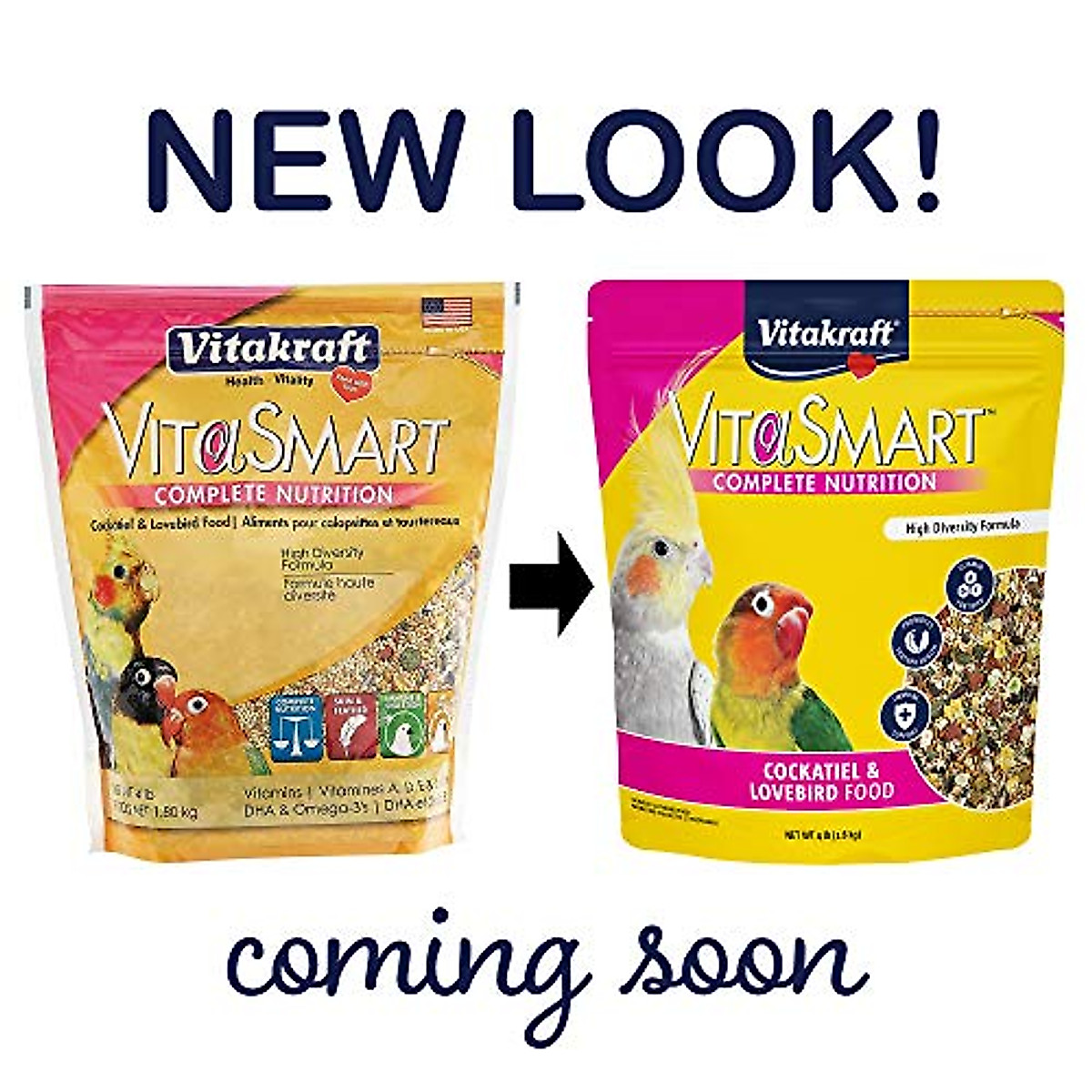 Vitakraft Vita Smart Gourmet Cockatiel and Lovebird Food - Vitamin-Fortified - Daily Pet Bird Food 4 Pound (Pack of 1)