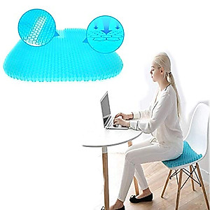 Gel Seat Cushion, Cushion for Office Chair Car Wheelchair Double Thick Egg Seat Cushion with Non-Slip Cover Breathable Honeycomb Pain Relief Egg Sitting