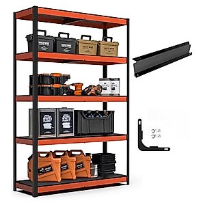 HOMEDANT House 5-Tier Orange-Black 48.1" W x 16.5" D x 71.3" H Laminated Metal Shelving Unit Adjustable Storage Utility Rack Heavy Duty Shelves Organization Shelf Kitchen Garage Pantry Closet 1Pack