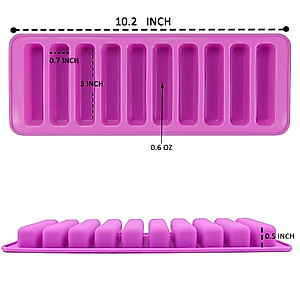 Minchsrin Silicone Ladyfingers mold Chocolate molds Non-Stick For Cookies Candy Crayon Candle Soap Ice Cube Tray Set of 2 (purple)