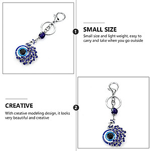 Luxshiny Wall Hanging Decor Lucky Jewelry Blue Evil Eye Ornament Peacocks Keychain Evil Eye Key Hanging Pendant Bag Car Key Hanging Decoration Protection Amulet Hamsa Hand Keychain Men Keychain