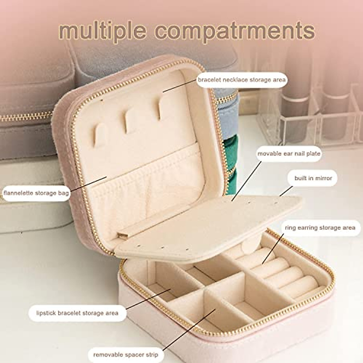 PHCOMRICH Travel Jewelry Box Organizer, Small Jewelry Box for Women, Earring Organizer, Birthday Gifts for Women, Christmas Gifts for Mom (White)