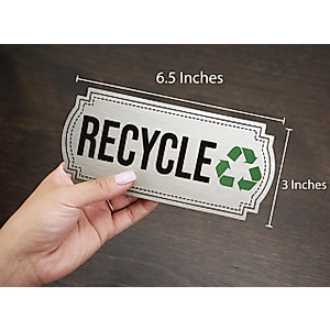 Recycle and Trash Magnets for Kitchen Cans and Recycling Bins, Dual Trash and Recycle Magnet for Garbage Can Logo Symbol, 2 Magnetic Sticker Adhesives, 6.5x3 Inch Elegant Design Home Outdoor Waste Bin