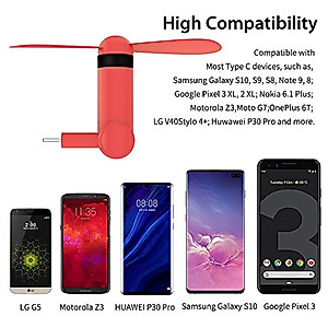 Type C Mini Fan(2 pack), 180 Rotating Portable USB-C Cool Cooler Mobile Phone Fan Compatible with Pixel 3/ 3XL/ 2XL/ HTC/Huawei/LeEco/Samsung/Essential PH-1 and More