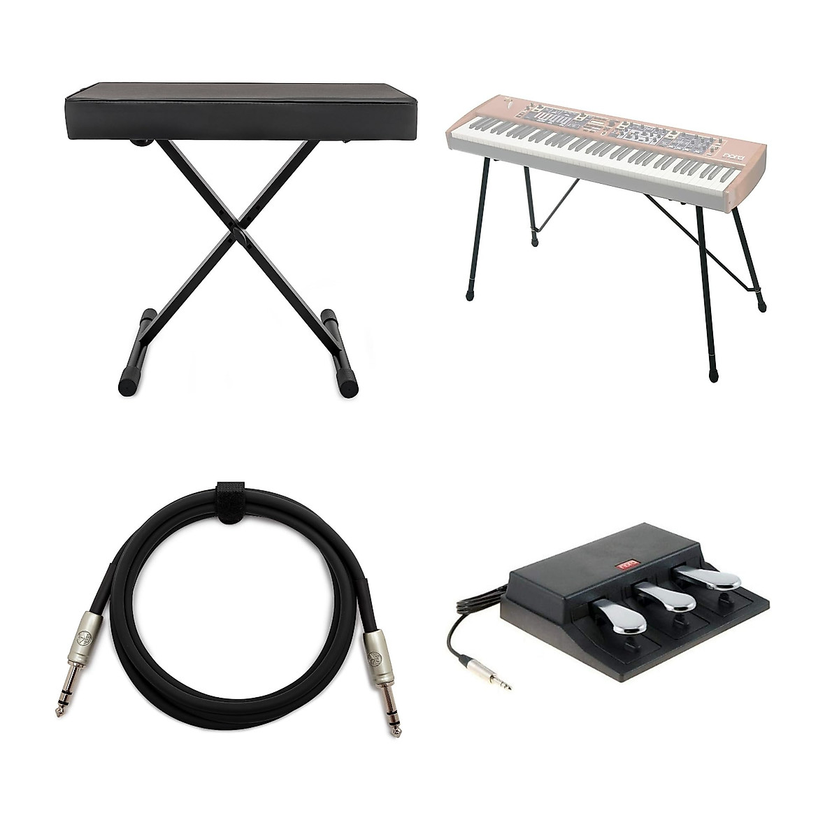 Nord Grand 88-Key Keyboard Bundle with Nord Piano Monitors V2, Nord Keyboard Stand, Adjustable Bench and 1/4-Inch TRS Cables (2-Pack) (6 Items)
