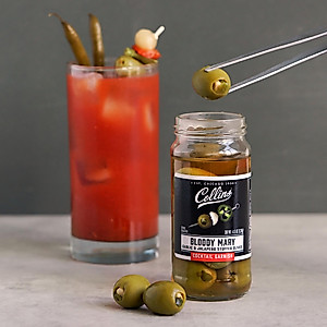 Collins Jalapeno Garlic Stuffed Cocktail Olives, Gourmet Martini Olive Cocktail Garnish, Dirty Martini Olives, Bloody Mary, Jalapeno Olives Garlic Olives 4.5oz