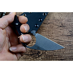 TWO SUN Fixed Knife 14C28N Blade with Kydex Case Black Micarta Handle TS467