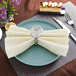 monochef Diamond Napkin Rings Set of 12 Silver Crystal Rhinestone Wedding Napkin Holder Holiday Dinner Decoration Bling Banquet Table Linen Accessory (Ring A Silver, 12)