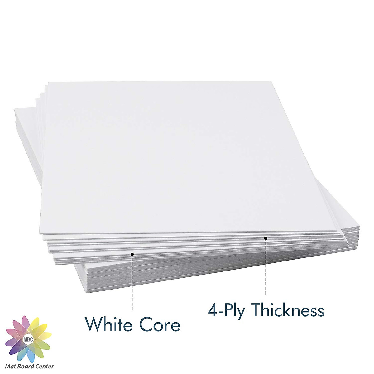 Mat Board Center, 25 Pack 9x12 Uncut Photo Mat Boards, White Color Backing Matt Board Great for Arts, Frames, Photos, Prints