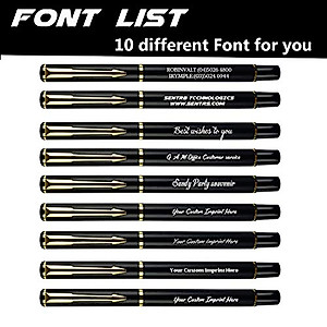 Personalized Pens Ballpoint Pen Medium Point,Engraved with Your Logo or Message Name pens/ Phone Number Metal Body Black ink Perfect for Bank, Office, Hotel Lobbies, Groomsmen Gift 10 PCS/ Pack(Black)
