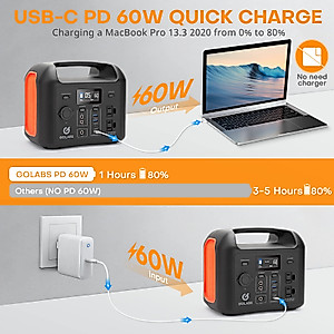 GOLABS R300 Portable Power Station, 299Wh LiFePO4 Battery Backup with 300W Pure Sine Wave AC Peak 500W, Car Outlets, PD 60W Quick in/out Solar Generator for Outdoor Camping Emergency CPAP Orange