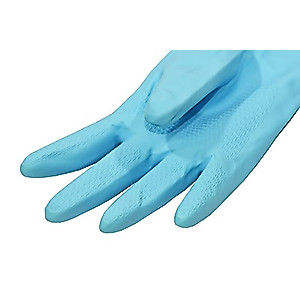 Finnhomy 31229 Household Gloves Latex free cleaning Gloves with soft fiber lining extra long cuff 15" and Vinyl Textured Grip 2 Pair Large