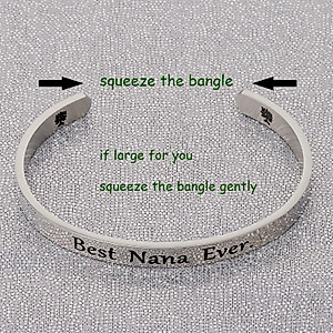 Kivosliviz Best Nana Ever Bracelet Birthday Gift for Nana Expandable Wire Bangle for Grandma