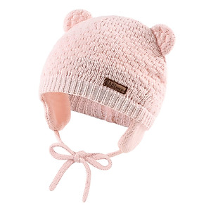 Winter Baby Girl Knitted Hat Autumn Earflap Beanie Warm Pompom Infant Toddler Boys Hats (Bear(Pink+White), M)