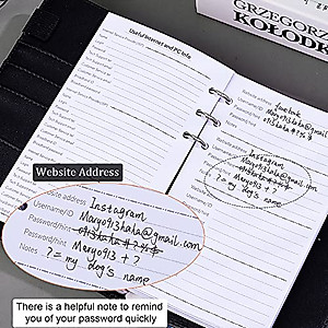 Password Address Book Refill Pages for 6-Ring Refillable Binder Password Address Notebook Replacement Page with 6 Holes 3.9″x 6.7″