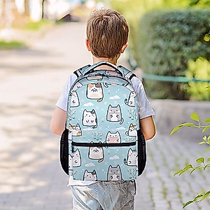 CUNEXTTIME Cat Backpack for Girls Boys, 16 Inch Green Backpacks for School, Cute Lightweight Durable Bookbag for Kids