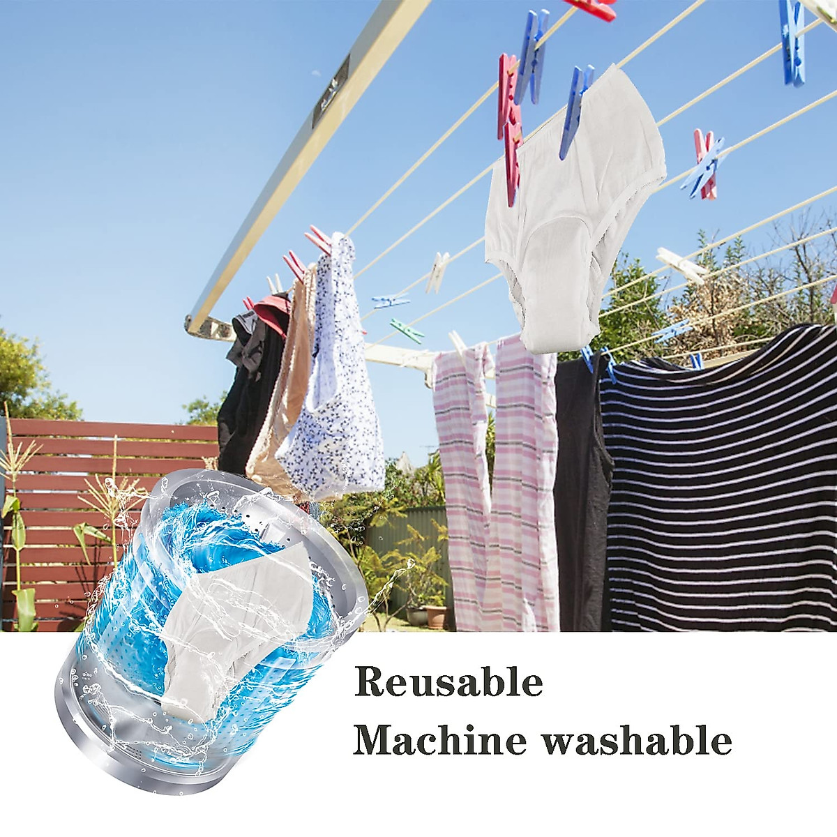 Pull On Style Adult Cloth Diaper for Men, Reusable Nappy Washable Elderly Incontinence Care Protection Nappies Underwear for Women, Repeatedly Washing Leak-Proof Safety Pants (35-49 inch Waist)