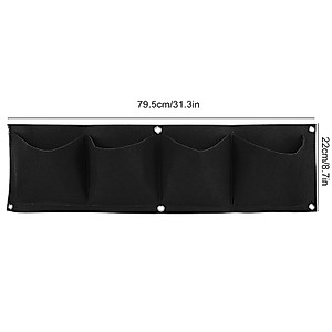 Atyhao Vertical Hanging Outdoor Wall Planter 4Pcs 4 Pocket Plant Grow Bag Wall Mounted Reusable Degradable Felt Garden Planter Herbs, Succulents Artificial Pl or Flowers. (Black)