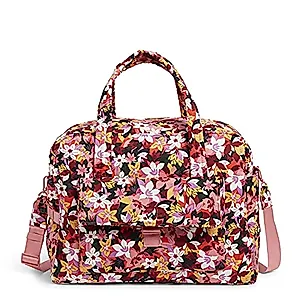 Vera Bradley Women's Cotton Utility Travel Bag, Rosa Floral - Recycled Cotton, One Size
