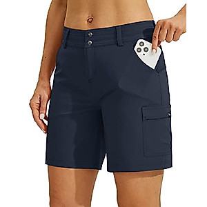 Willit Women's Golf Hiking Shorts Cargo Quick Dry Athletic Shorts Casual Summer Shorts with Pockets 7" Navy Blue 6