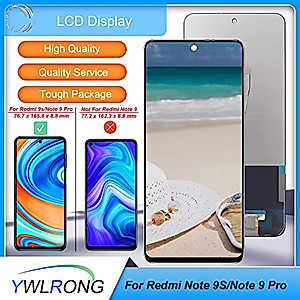 Display for Xiaomi Redmi Note 9s Screen Replacement Touch LCD Display for Xiaomi Redmi Note 9 Pro Digitizer Assembly with Tools (Black)