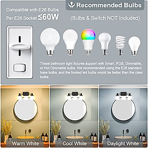 Sailstar Bathroom Light Fixtures 3 Light, Anti-Rust Matte Black Bathroom Lights Over Mirror, Modern Vanity Lights with Frosted Glass Shade, Vanity Lighting Fixtures