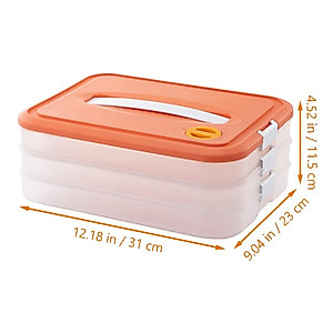 DOITOOL Dumpling Freezer Case Refrigerator Food Storage Container Box: 3- Layer Flat Fridge Organizer case with lids Plastic Stackable Food Keeper Tray for Dumpling wonton Food Preservation Tray