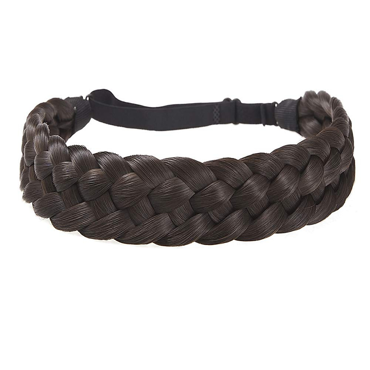 TOECWEGR 5 Strands Synthetic Hair Braided Headband Hairpiece Classic Chunky Wide Plaited Braids ElasticMulti Color Headband Ladies Beauty Hair Accessories