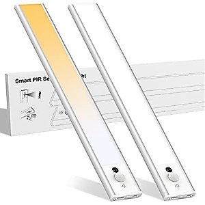 Mycket Under Cabinet Light LED Motion Sensor Closet Lighting with Hand Wave Activated, 3 Color Modes(3000-6000K), Dimmable, Battery Operated (Silver-30cm 2pcs, 30cm)